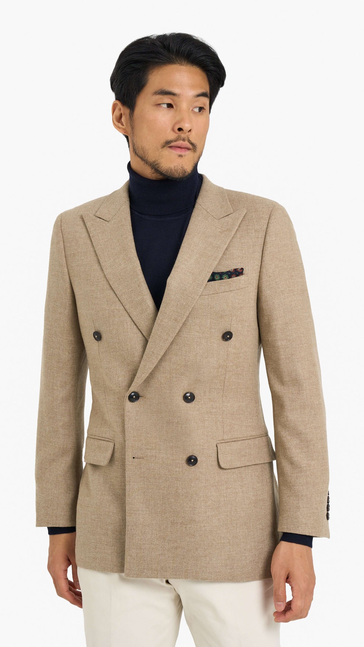 Dormeuil Beige Cashmere Blend Plain Custom Jacket