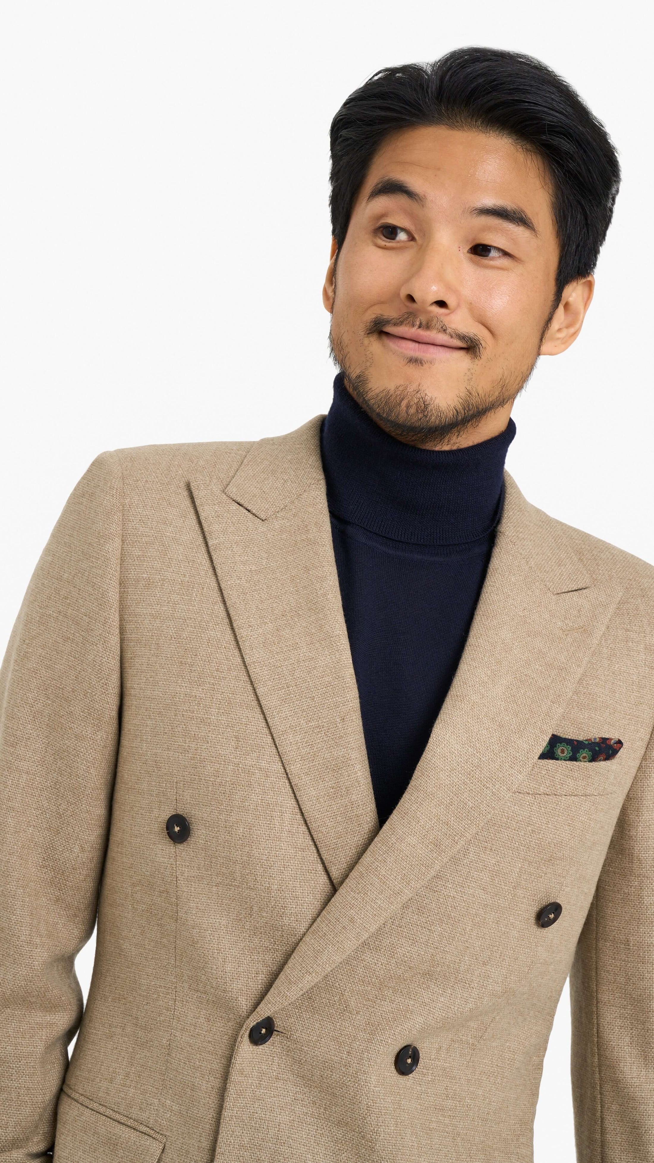 Dormeuil Beige Cashmere Blend Plain Custom Jacket