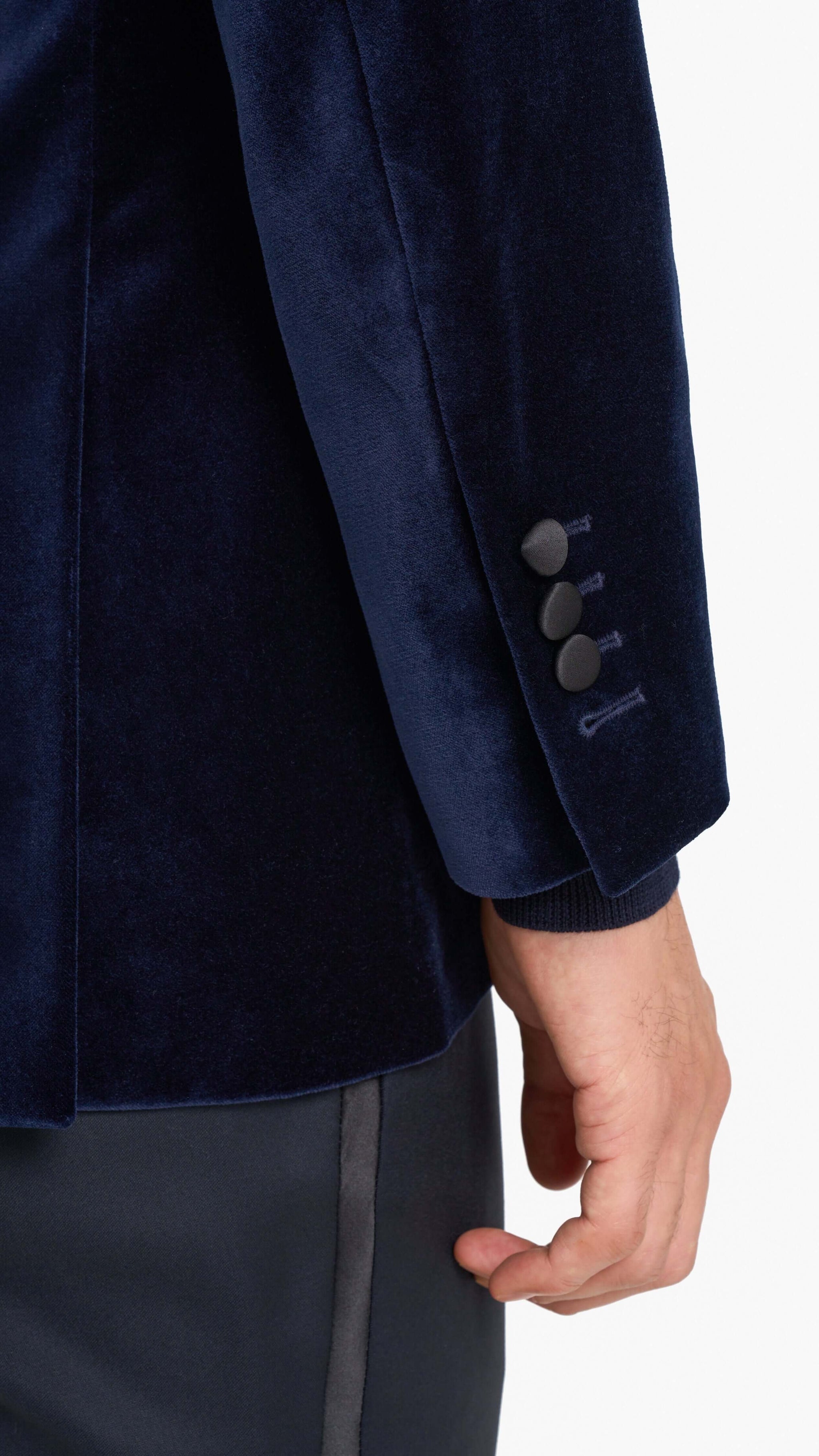 Scabal Dark Blue Velvet Custom Jacket - Edit Suits Co.