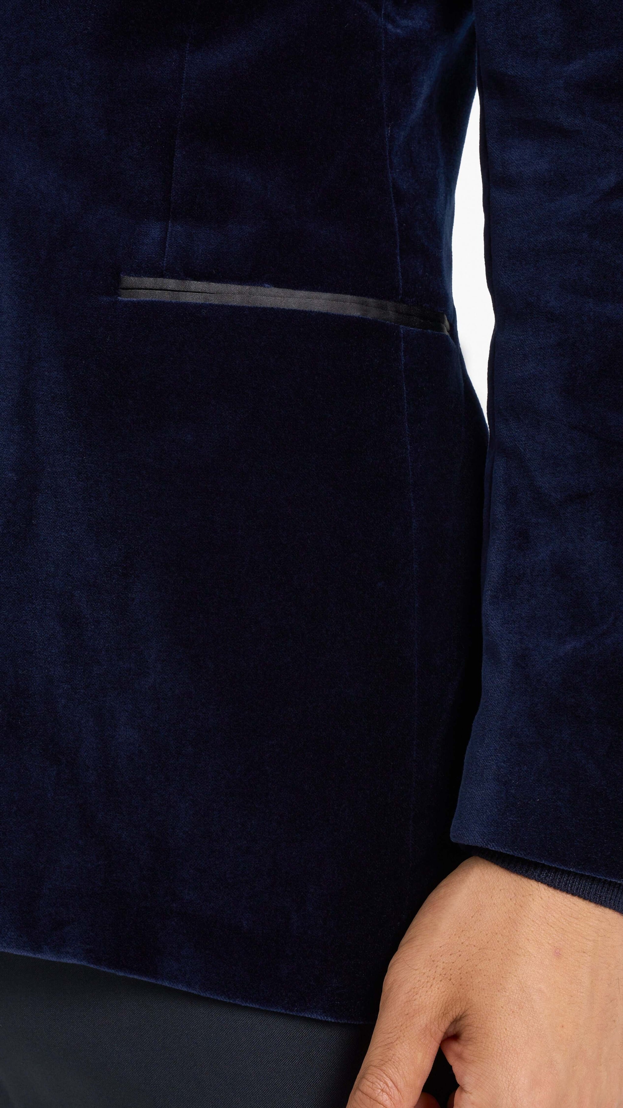 Scabal Dark Blue Velvet Custom Jacket - Edit Suits Co.