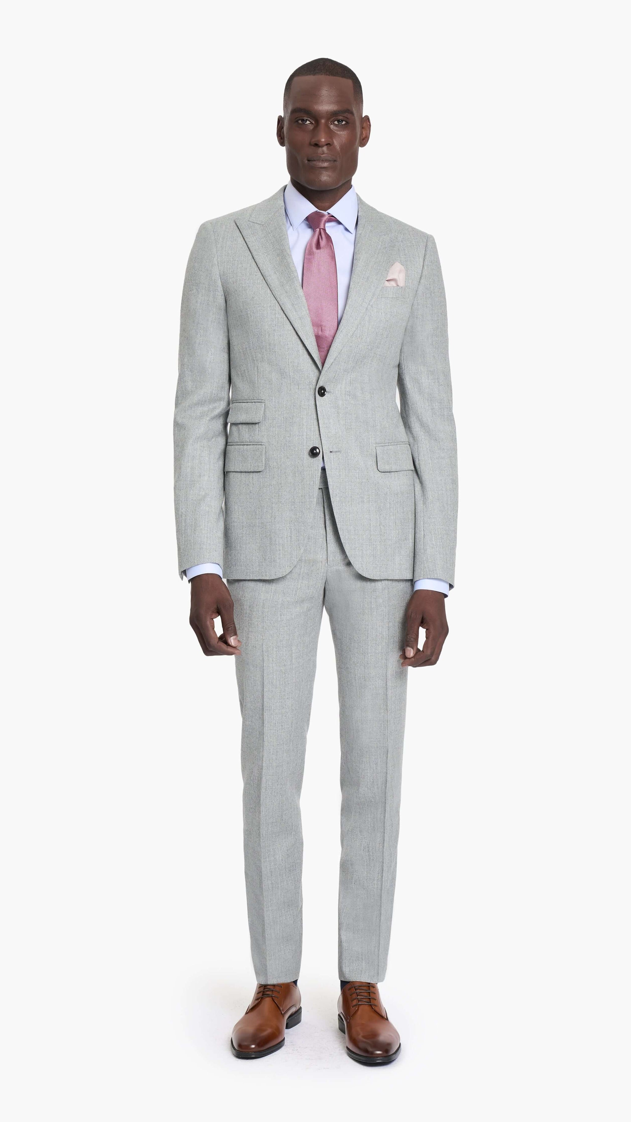 Italian Made To Measure Reda Light Grey Flannel Suit | Edit Suits Co.