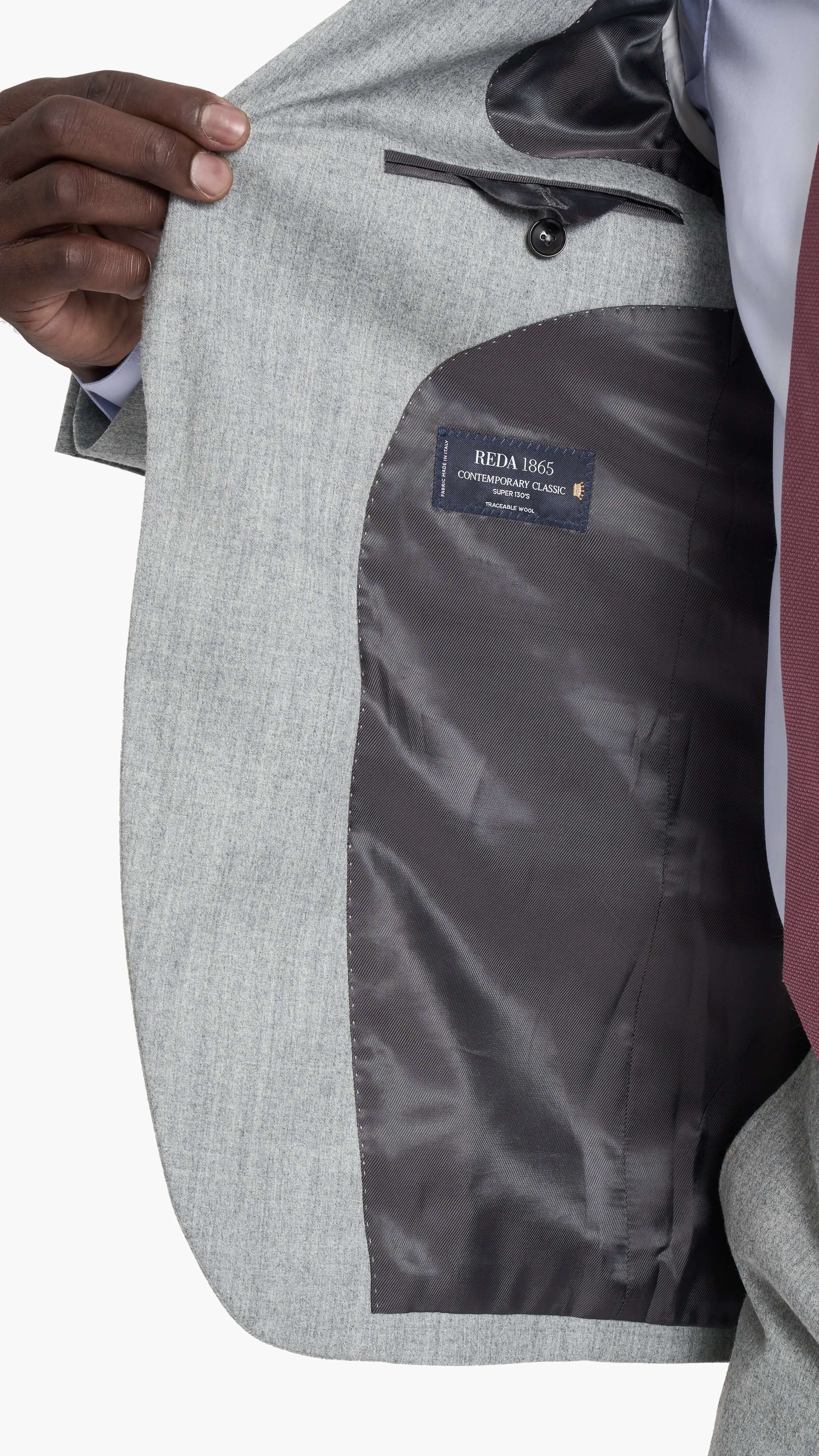 Italian Made To Measure Reda Light Grey Flannel Suit | Edit Suits Co.
