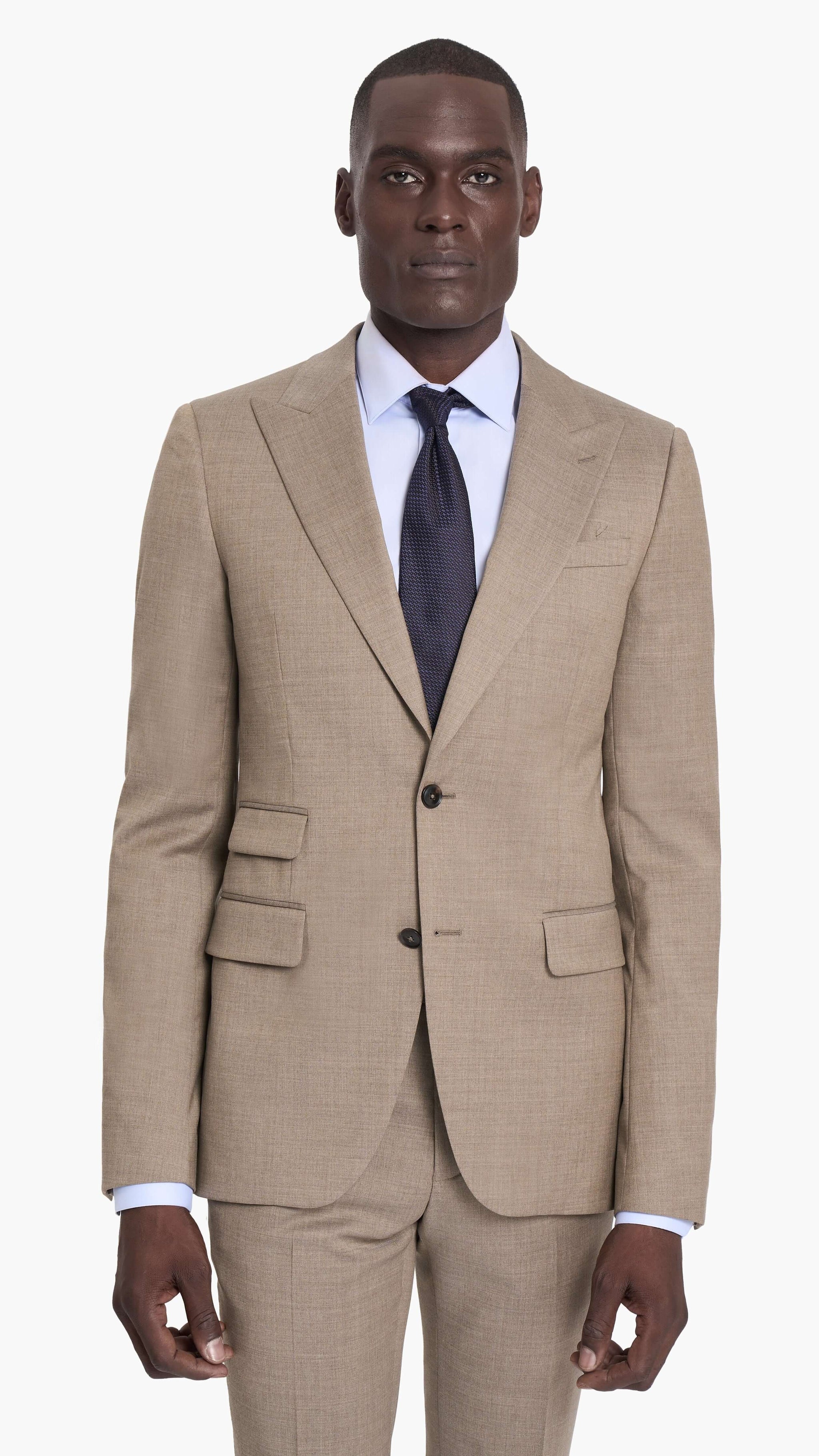 Reda Light Brown Twill Custom Suit - Edit Suits Co.