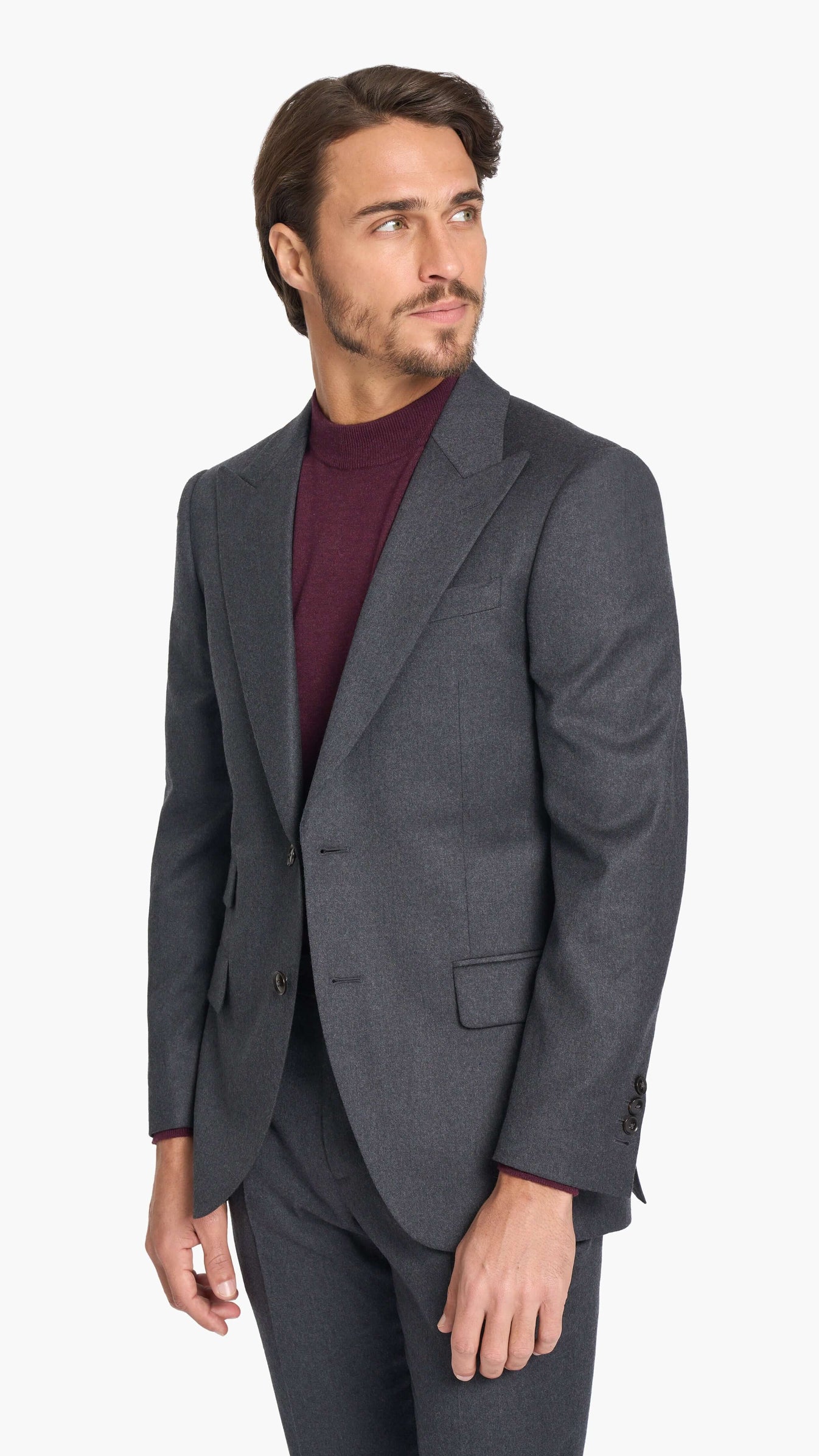 Reda Charcoal Grey Flannel Custom Jacket - Edit Suits Co.