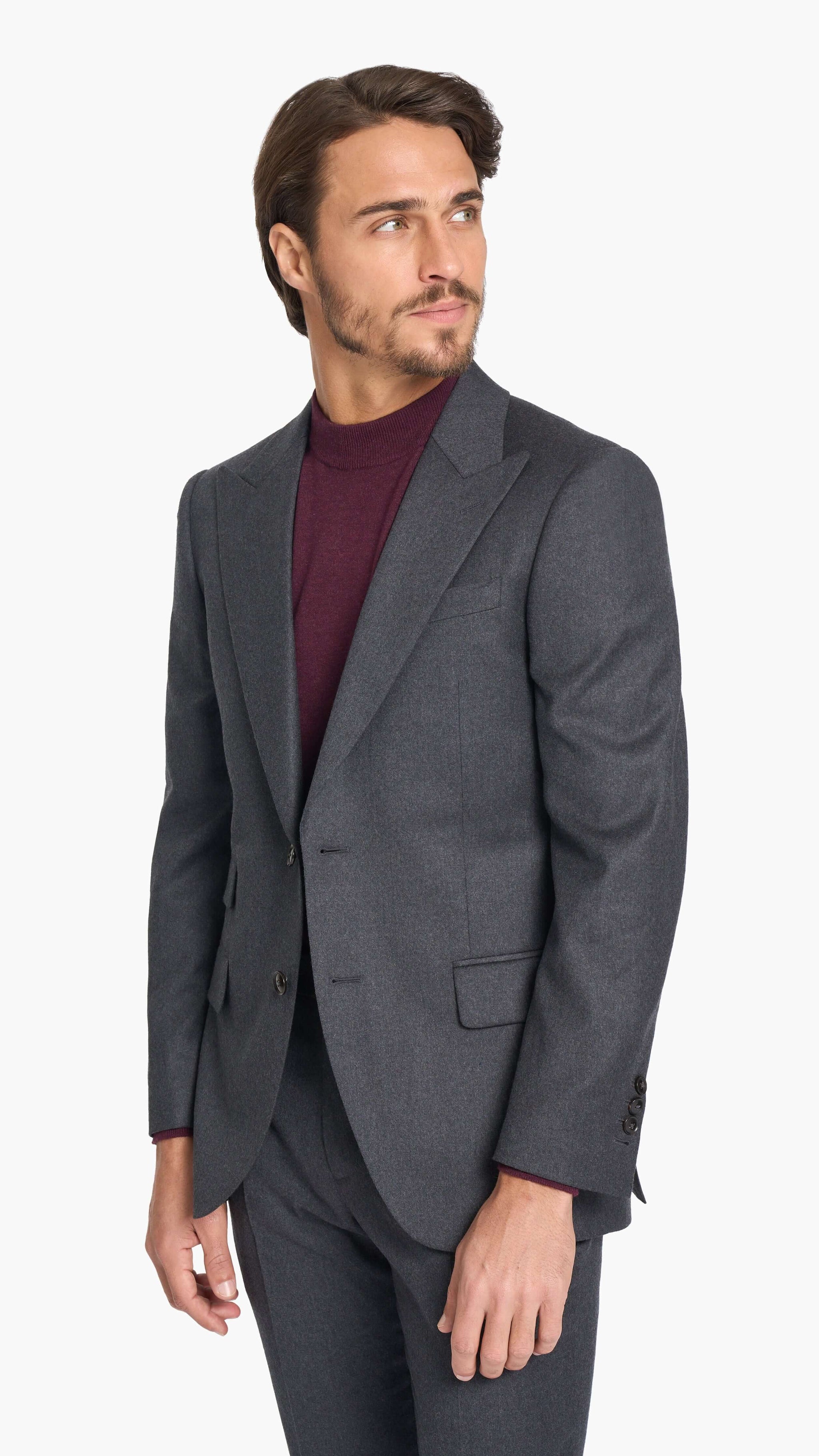 Reda Charcoal Grey Flannel Custom Suit - Edit Suits Co.