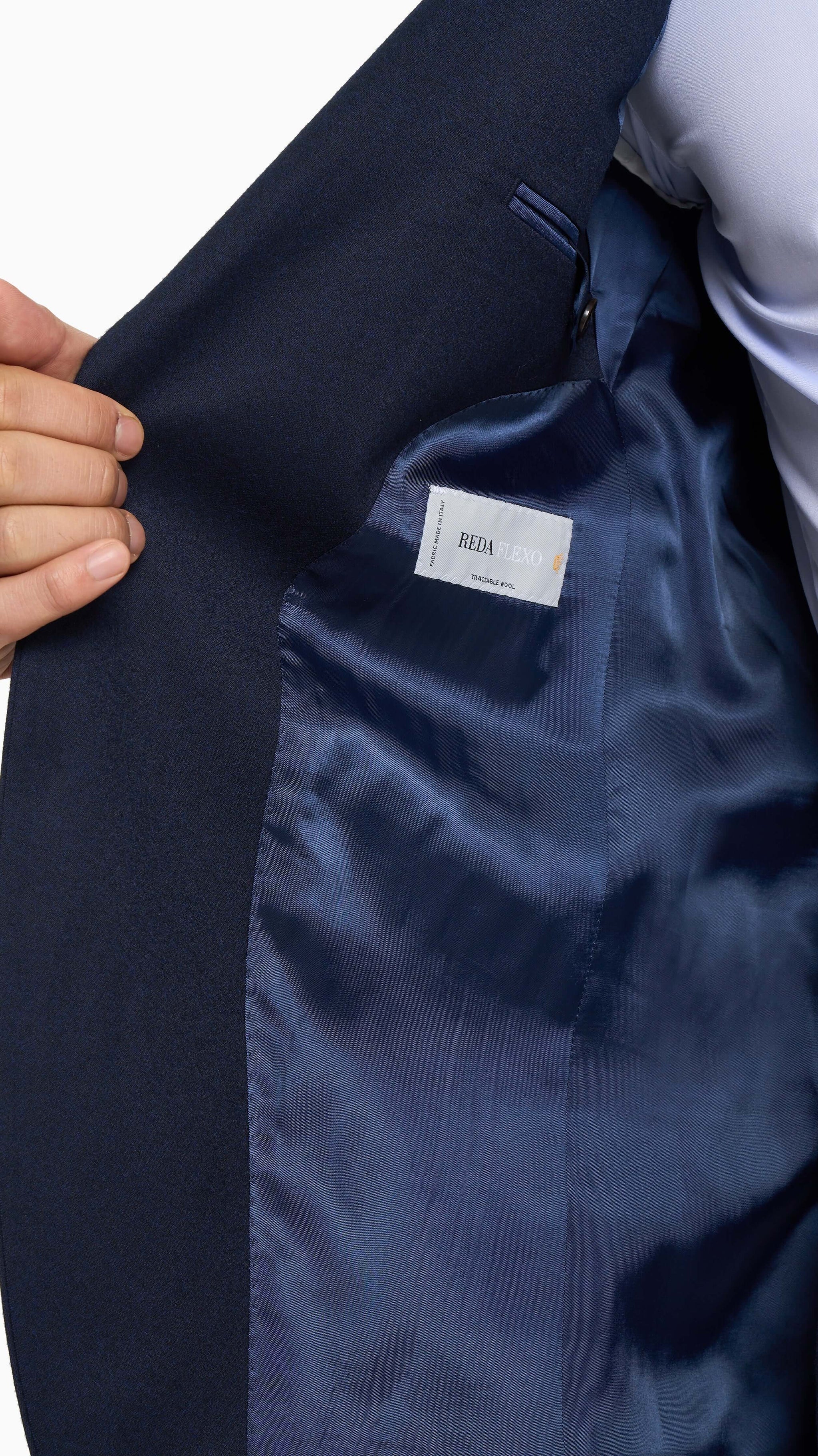 Reda Midnight Blue Flannel Custom Jacket - Edit Suits Co.