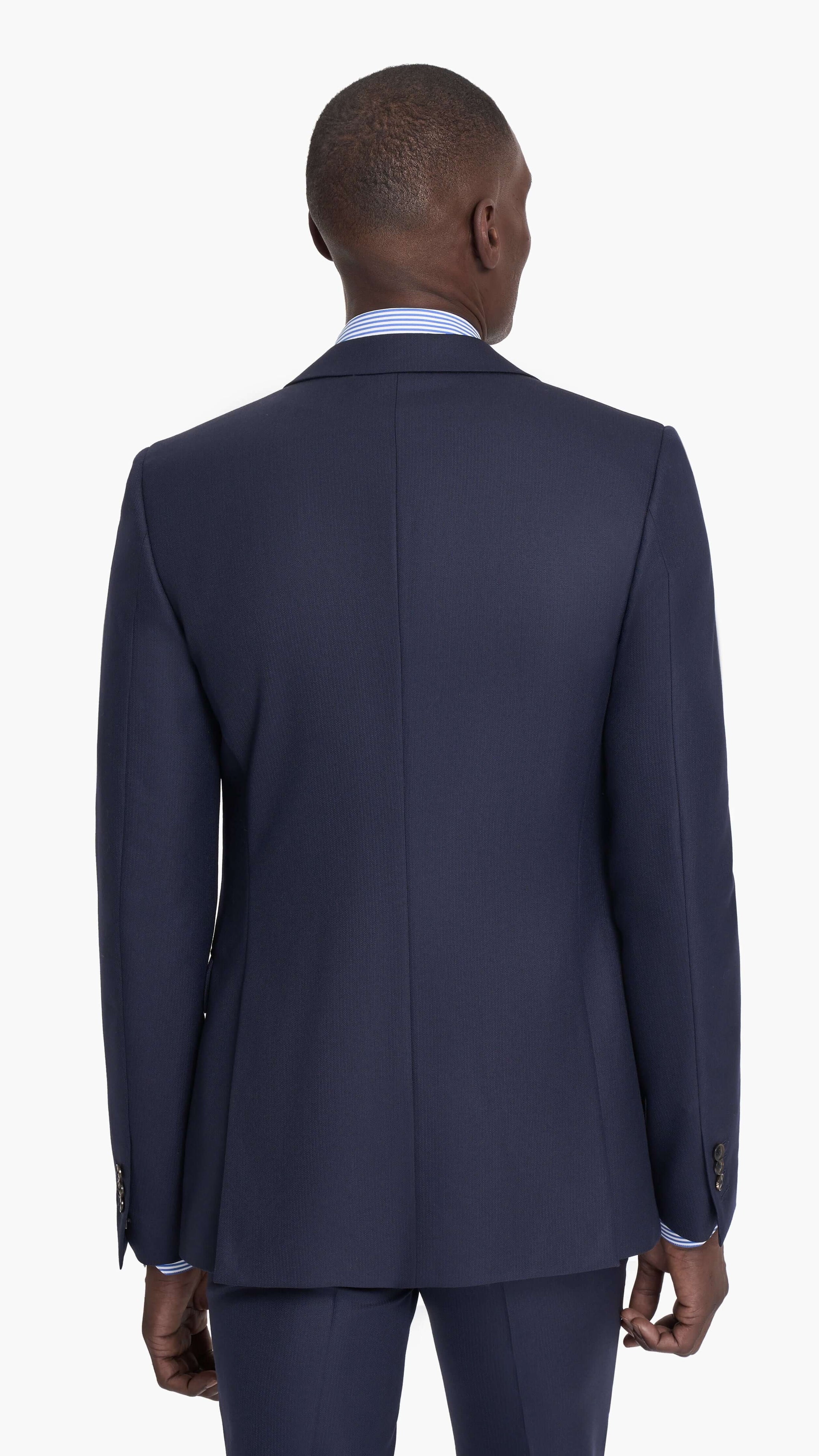 Scabal Navy Blue Herringbone Custom Suit