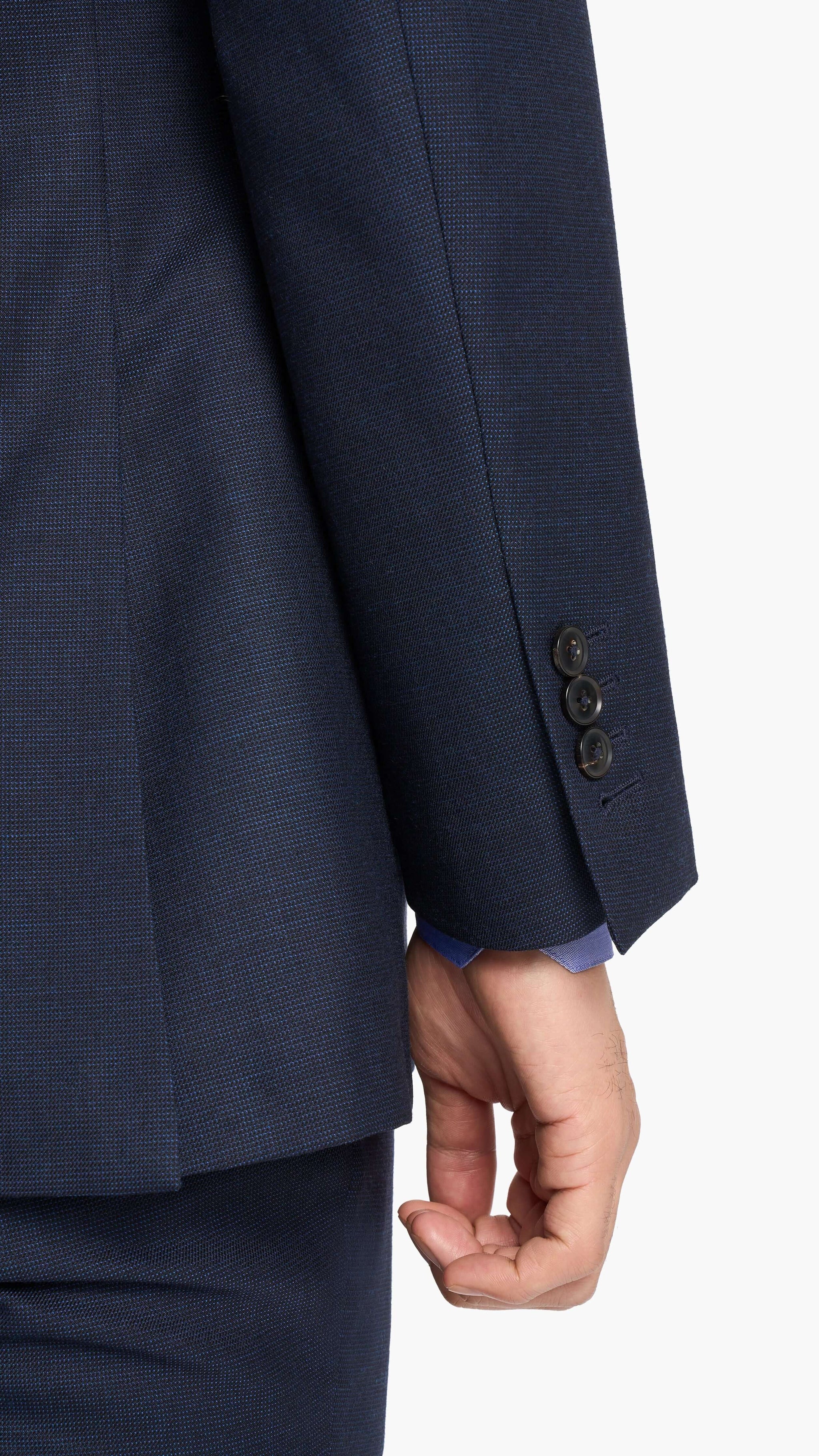 Holland & Sherry Contrast Navy Nailhead Custom Suit - Edit Suits Co.