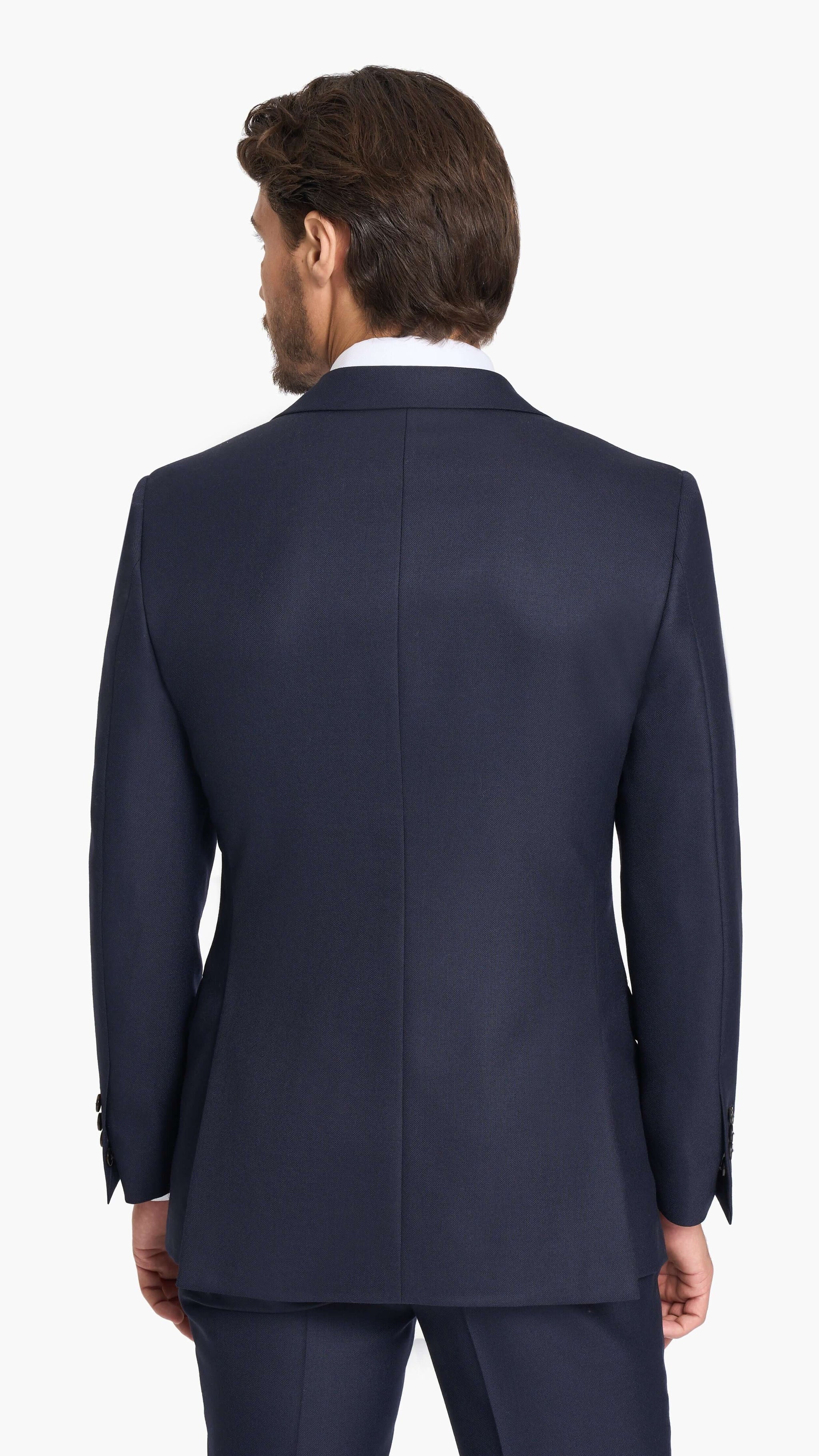 Scabal Midnight Blue Box Weave Custom Suit - Edit Suits Co.