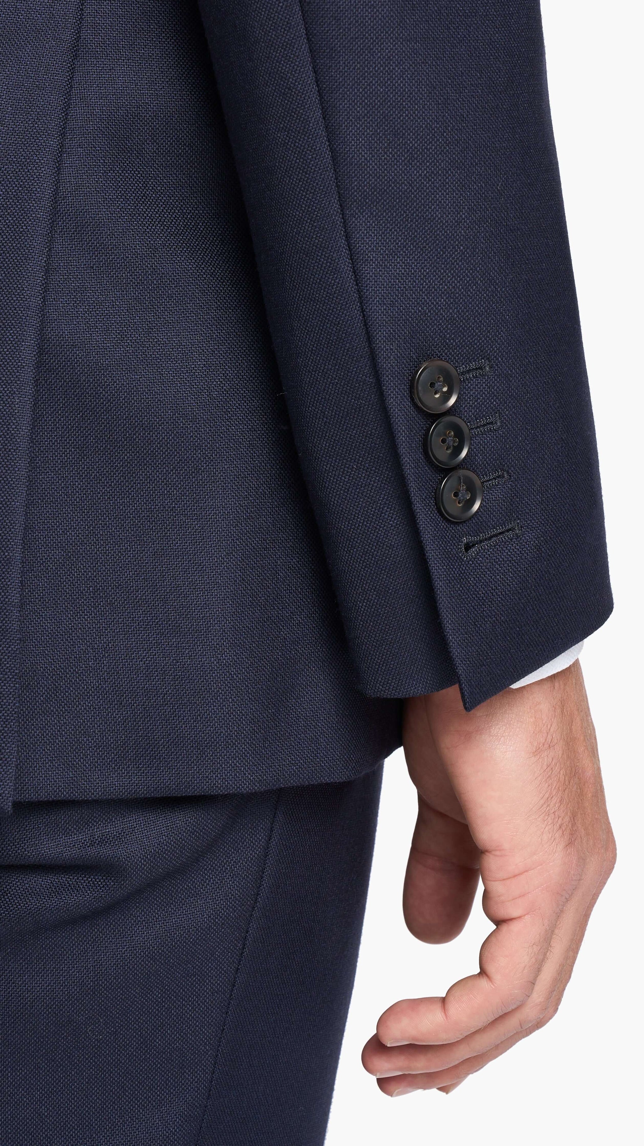 Scabal Midnight Blue Box Weave Custom Suit - Edit Suits Co.