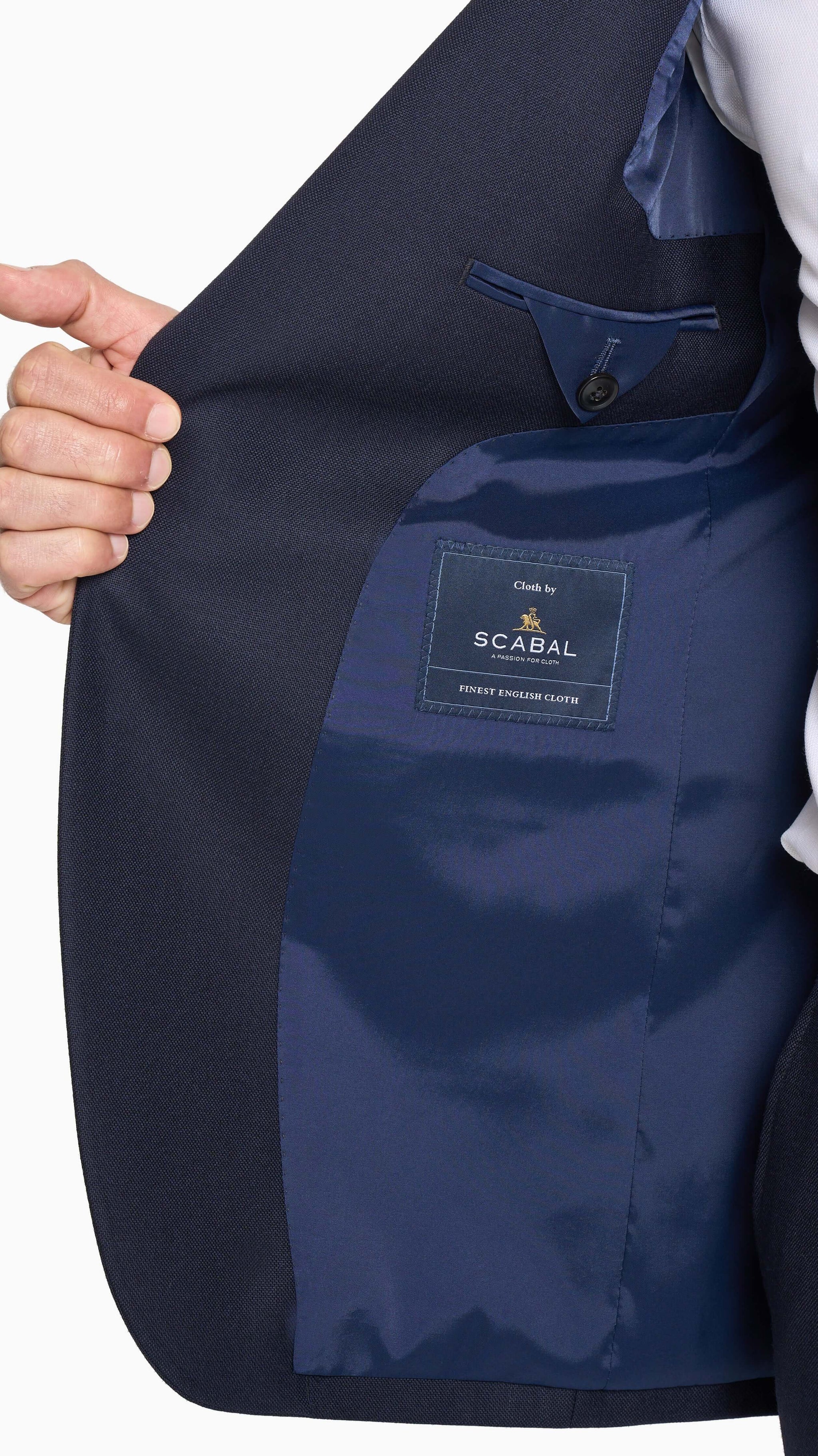 Scabal Midnight Blue Box Weave Custom Suit - Edit Suits Co.