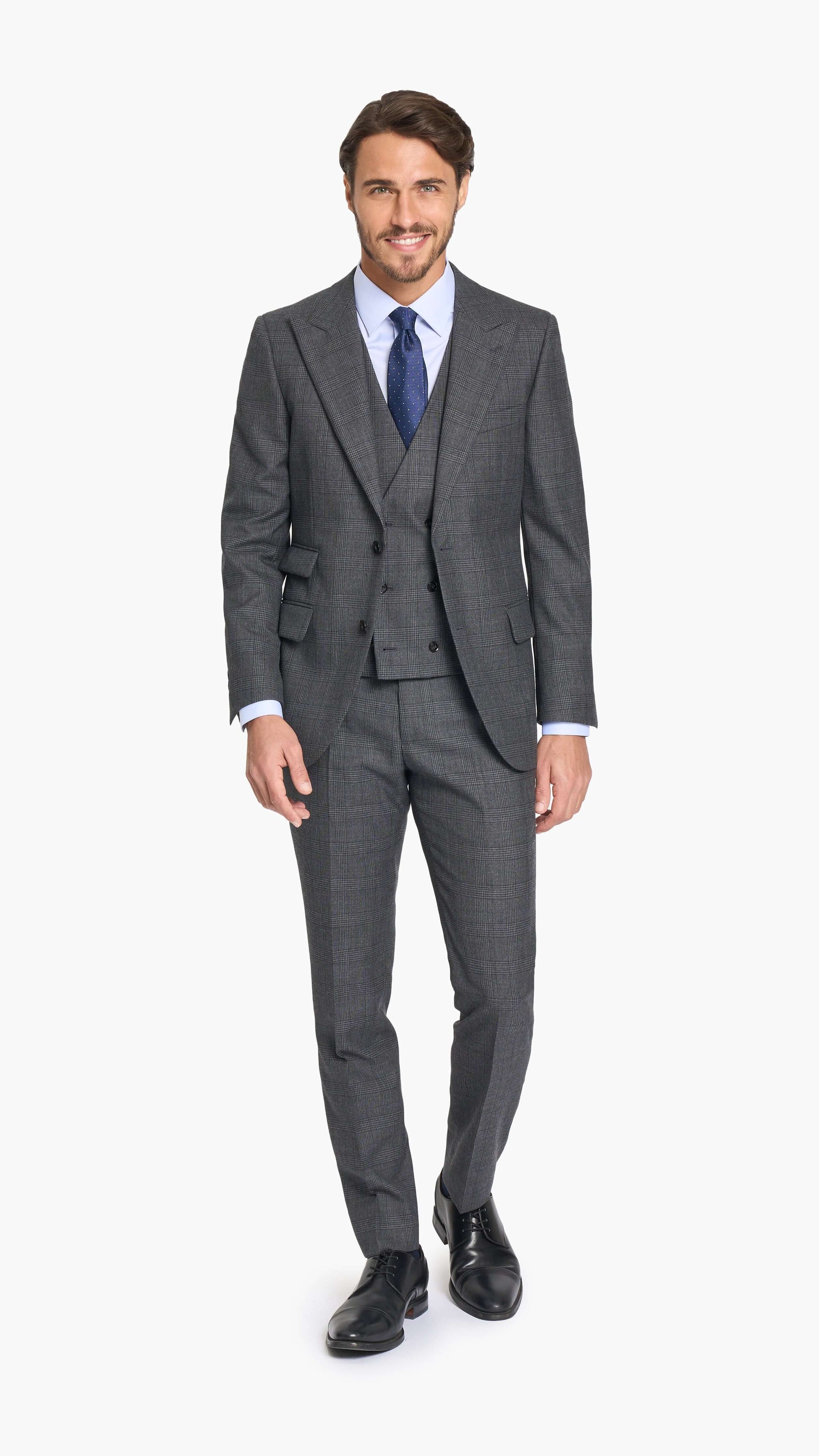 Tailored Holland & Sherry Grey Prince of Wales Suit | Edit Suits Co.
