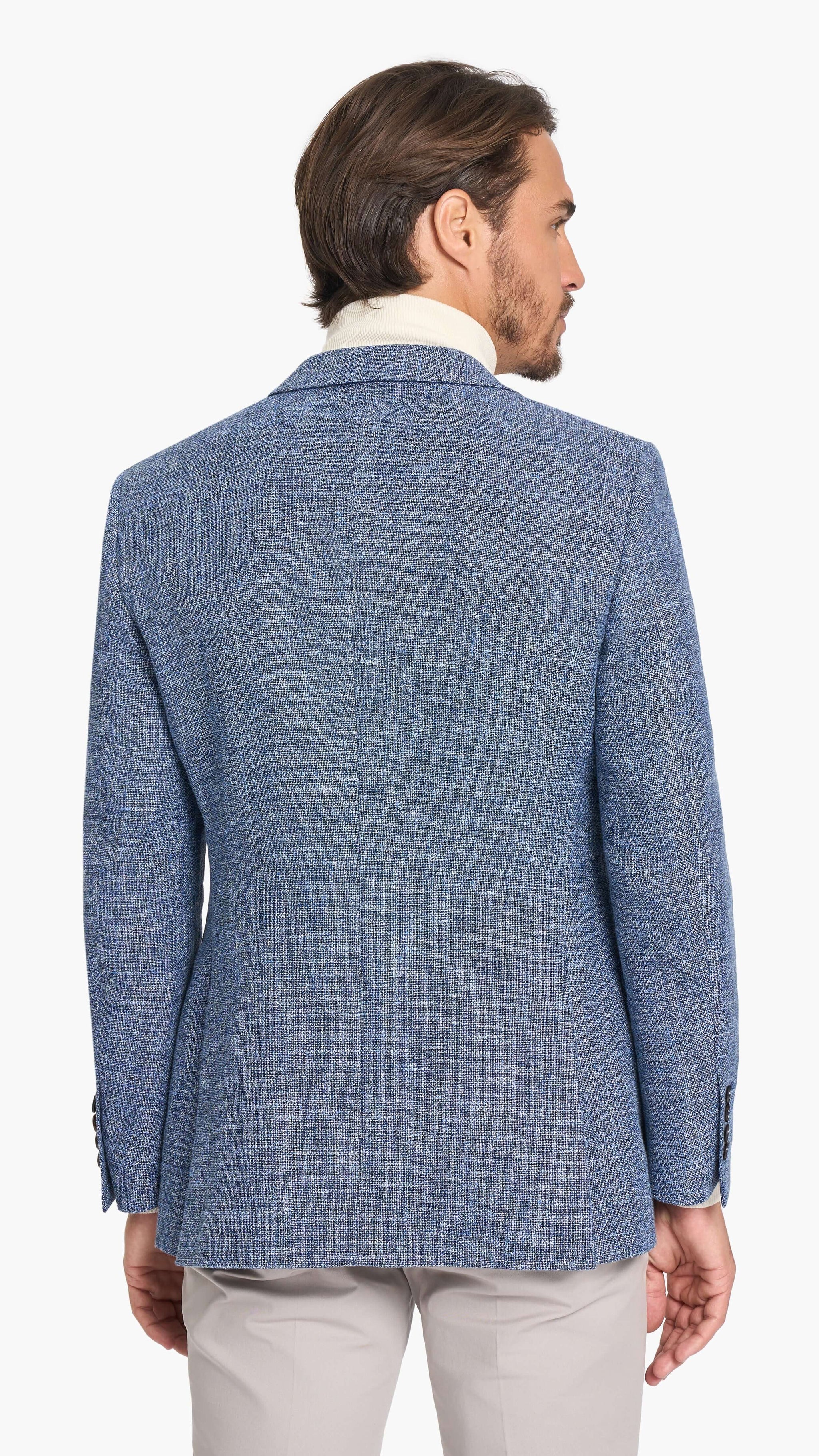 Scabal Steel Blue Hopsack Custom Jacket - Edit Suits Co.