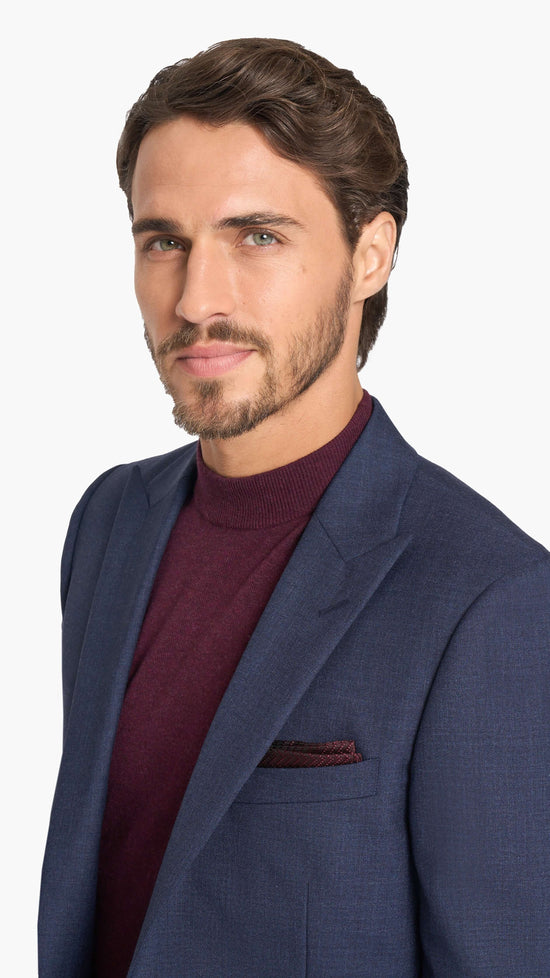 Scabal Navy Blue Plain Weave Custom Suit - Edit Suits Co.