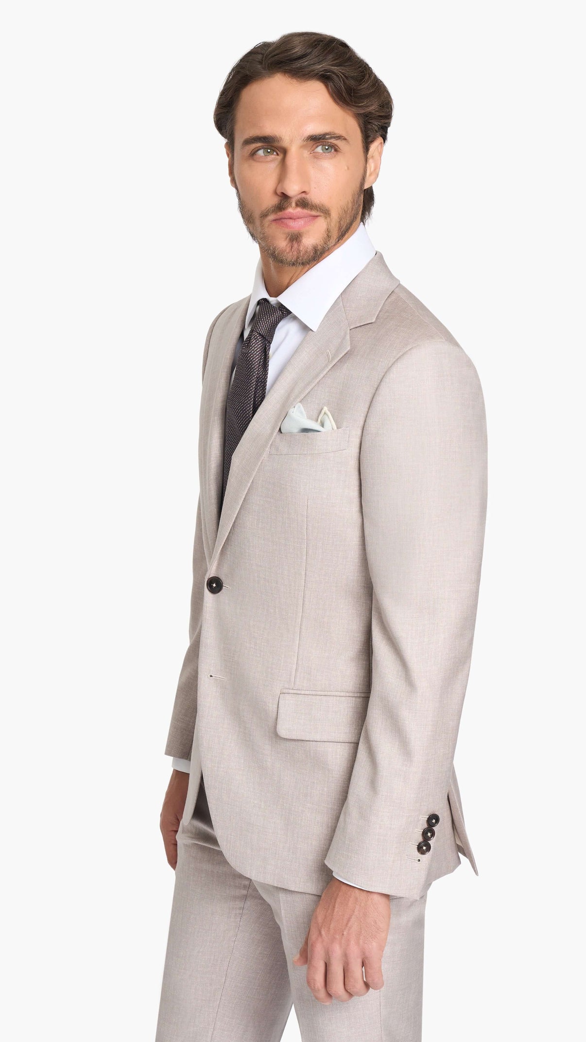 Dormeuil Beige Sharkskin Custom Suit
