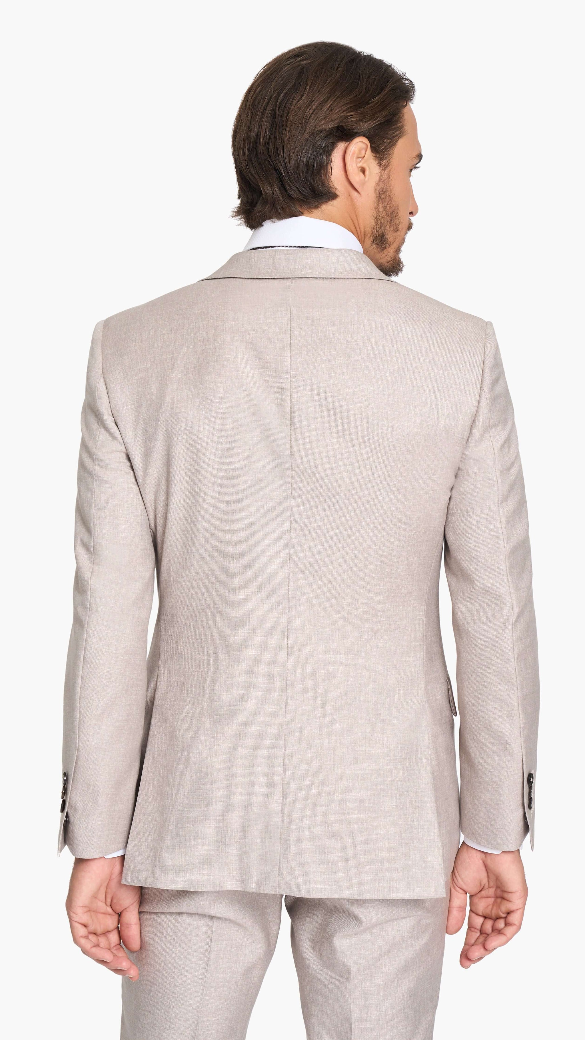 Dormeuil Beige Sharkskin Custom Suit - Edit Suits Co.